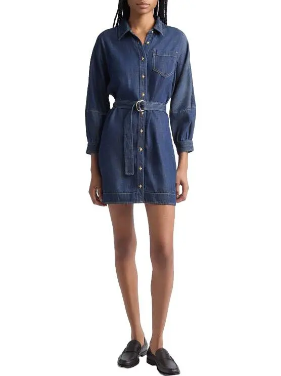 Cinq À Sept Leona Belted Denim Shirtdress - Mer
