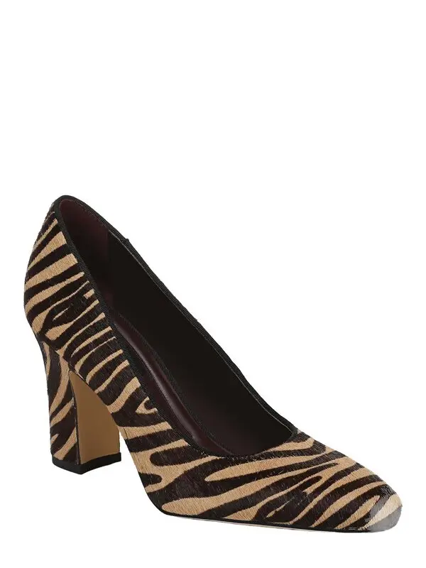Franco Sarto Junia Zebra Print Block Heel Pumps - Camel Multi
