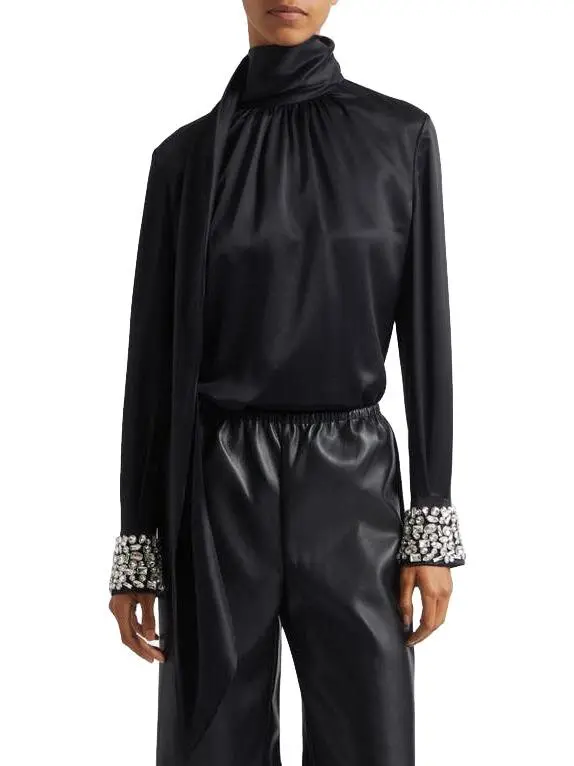 TOCCIN Veronica Embellished Cuff Blouse - Jet