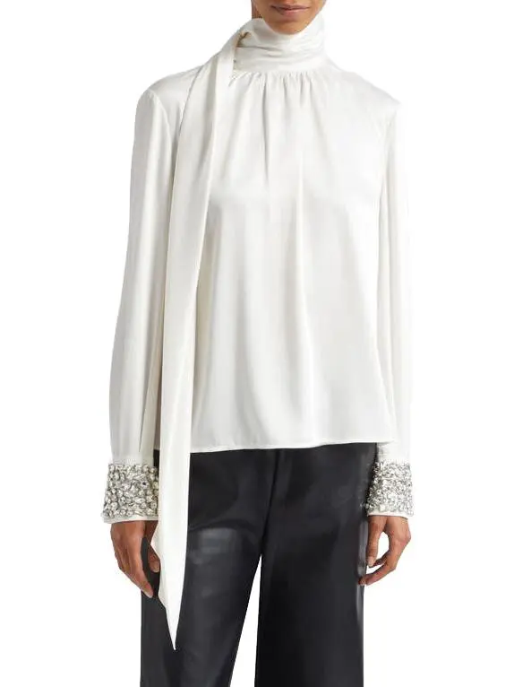 TOCCIN Veronica Embellished Cuff Blouse - Optic