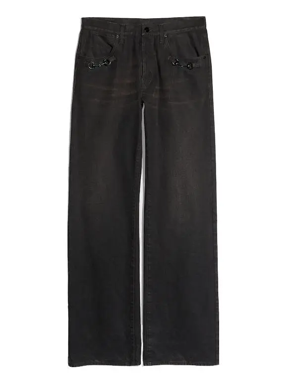 Gucci Flared Cotton Denim Pants With Horsebit Detail - Brown