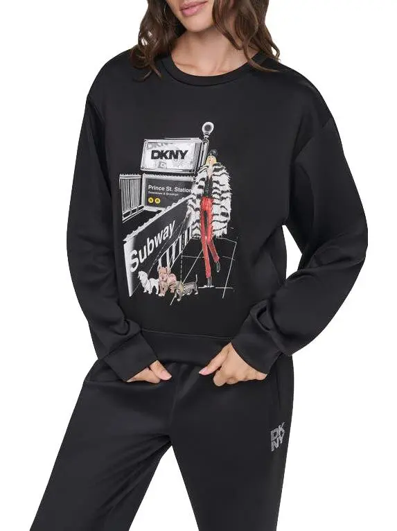 Dkny Prince Station Graphic Sweatshirt - Black