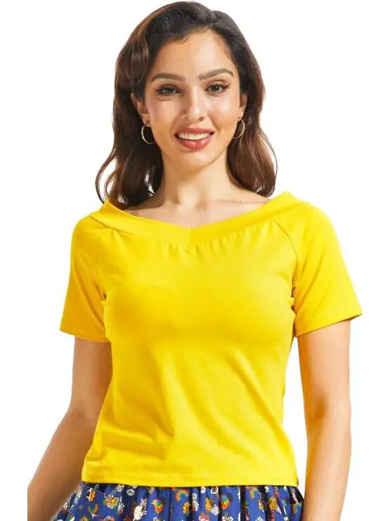 MODCLOTH Ready For A Roman Holiday" Short Sleeve Top - Marigold
