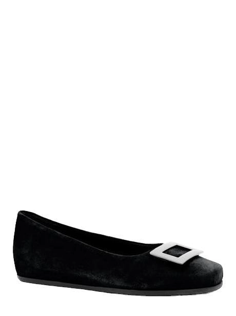 AMALFI BY RANGONI Sabino Suede Buckled Flat - Black