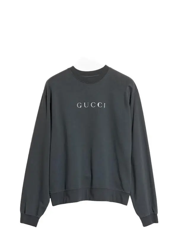 Gucci Cotton Jersey Sweatshirt With Glitter Print - Grey