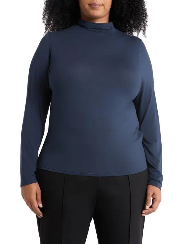 Eileen Fisher Funnel Neck Long Sleeve Top - Maritime