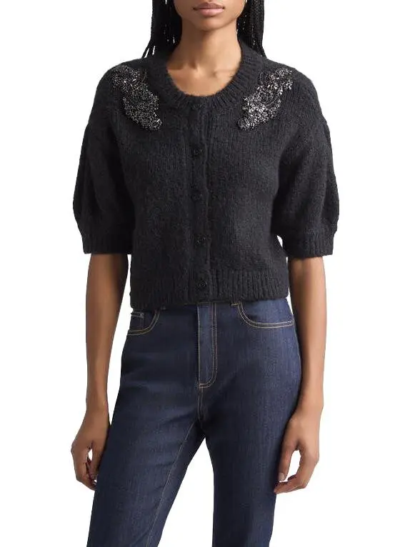 Cinq À Sept Millicent Crystal Embellished Cardigan - Black