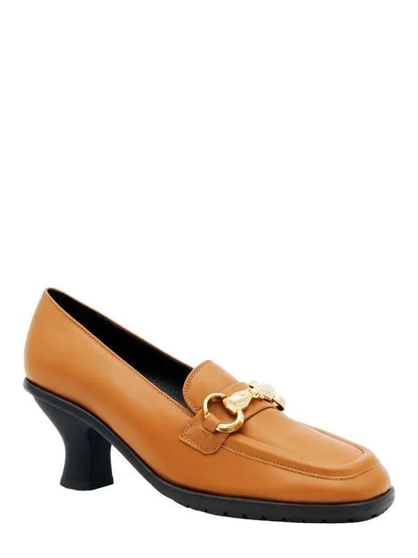 AMALFI BY RANGONI Bacchetta Leather Pump With Horsebit Detail - Cognac