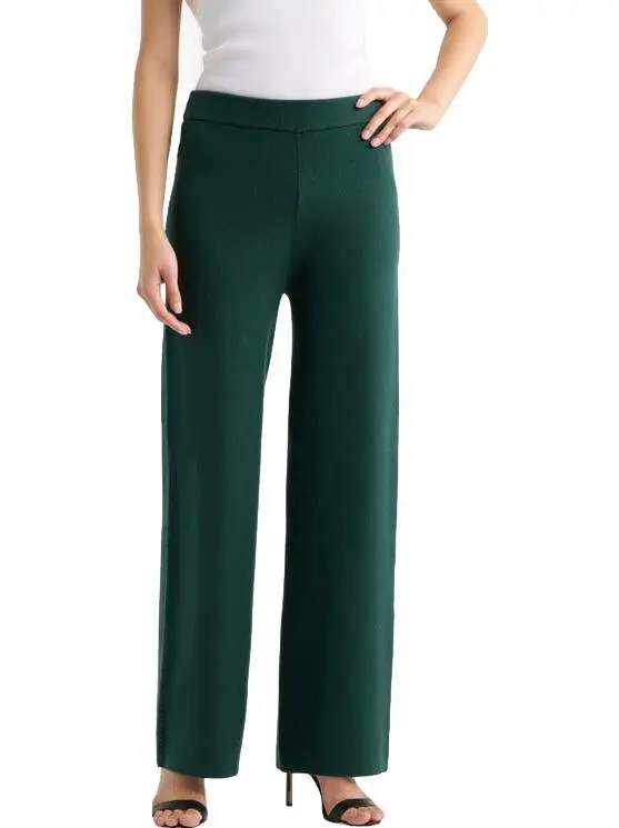 Anne Klein Embellished Sweater Knit Pants - Pine Forest