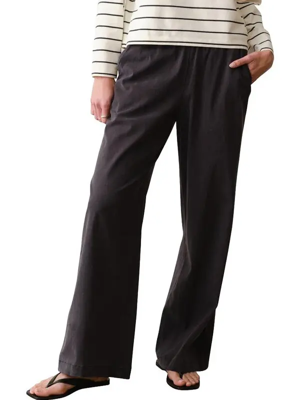 Marine Layer Allison Twill Wide-leg Trousers - Faded Black
