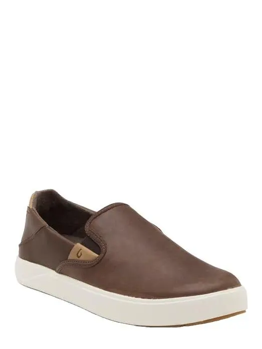Olukai Lae'ahi 'ili Leather Slip-on Sneakers - Dark Java/dark Java