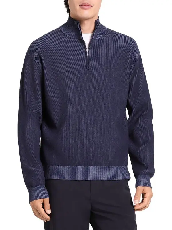Theory Lightweight Performance Quarter Zip Sweater - Baltic