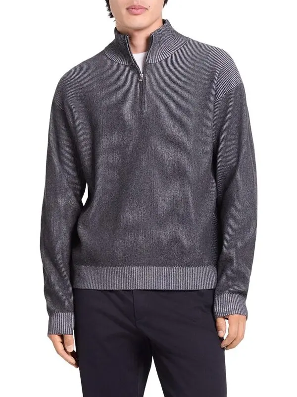 Theory Lightweight Performance Quarter Zip Sweater - Charcoal
