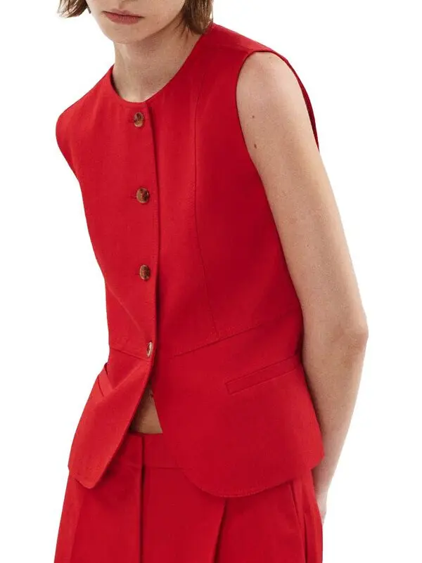 Mango Button Vest - Red