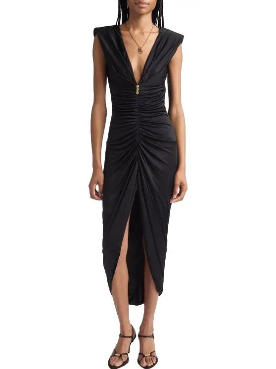 Versace Draped Liquid Jersey Gown - Black