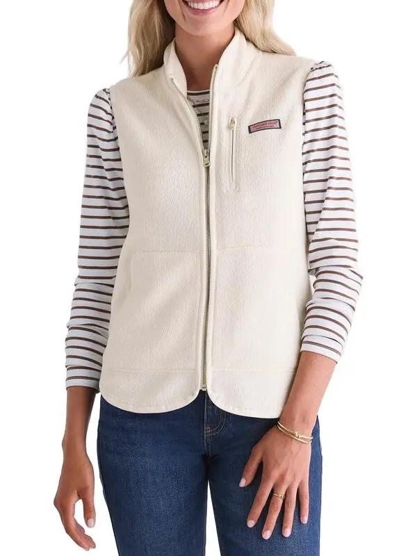 Vineyard Vines Bonfire High Pile Fleece Vest - Marshmallow