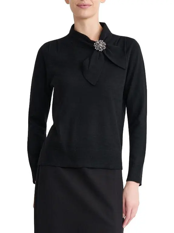KASPER Pin Tie Sweater - Black