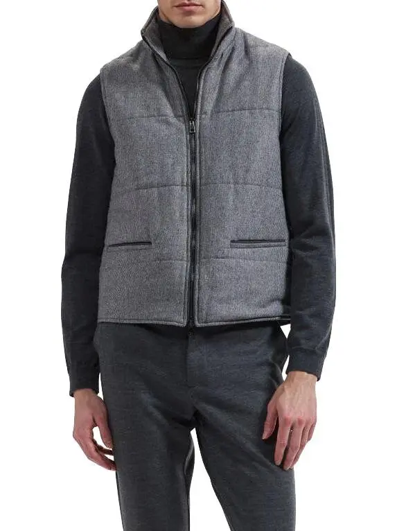 Bugatchi Wool Blend Padded Vest - Stone