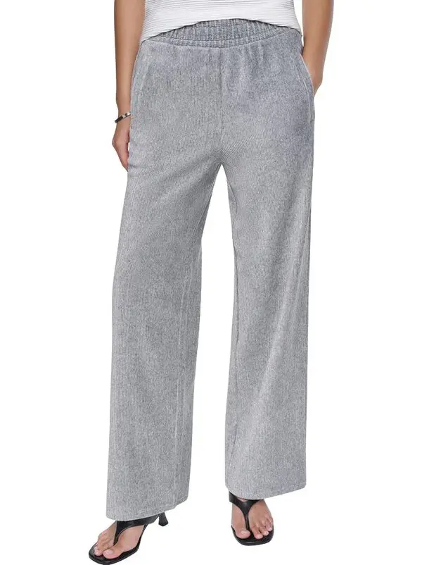 Dkny Metallic Velvet Wide Leg Pants - Feather Heather