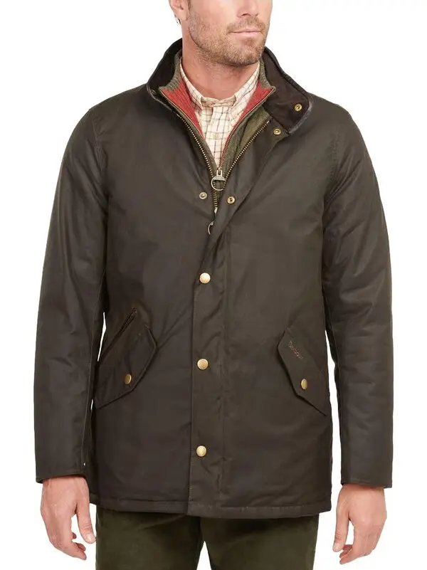 Barbour Prestbury Waxed Cotton Rain Coat - Olive