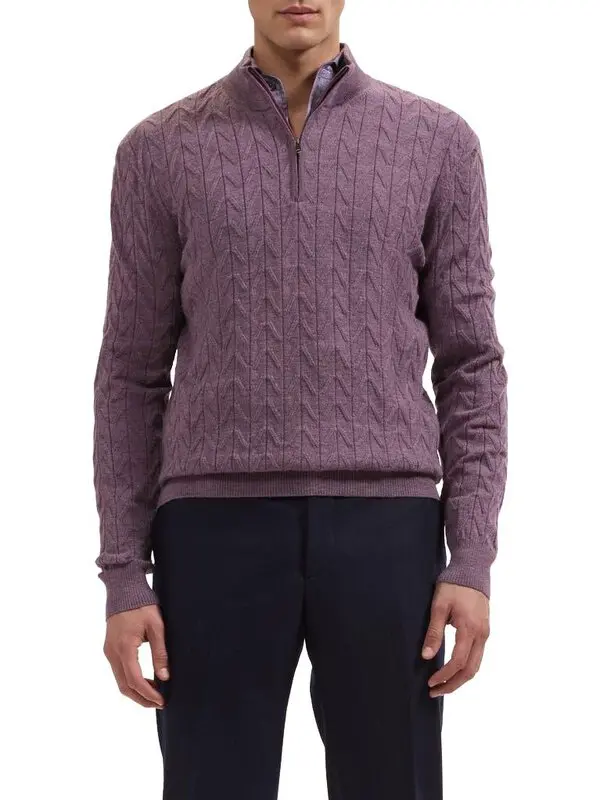 Bugatchi Half-zip Merino Wool Sweater - Amethyst