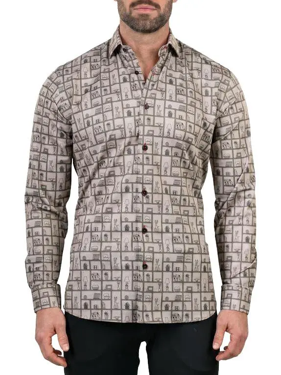 MACEOO Fibonacci Contemporary Fit Button-up Shirt - Blue