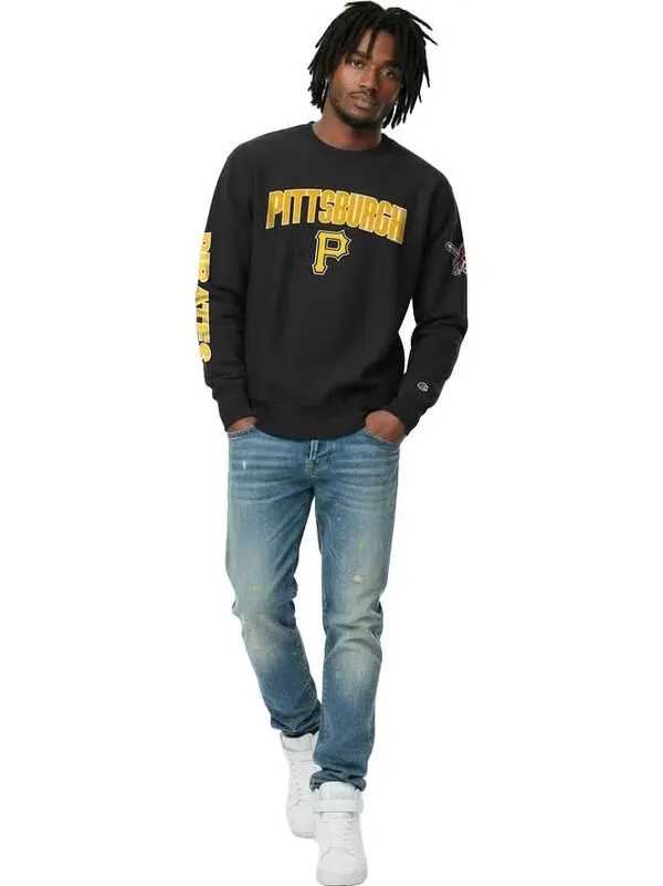Champion Pittsburgh Pirates Reverse Weave Chenille Crewneck Sweatshirt - Black