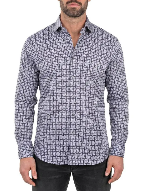 MACEOO Fibonacci Contemporary Fit Button-up Shirt - Black
