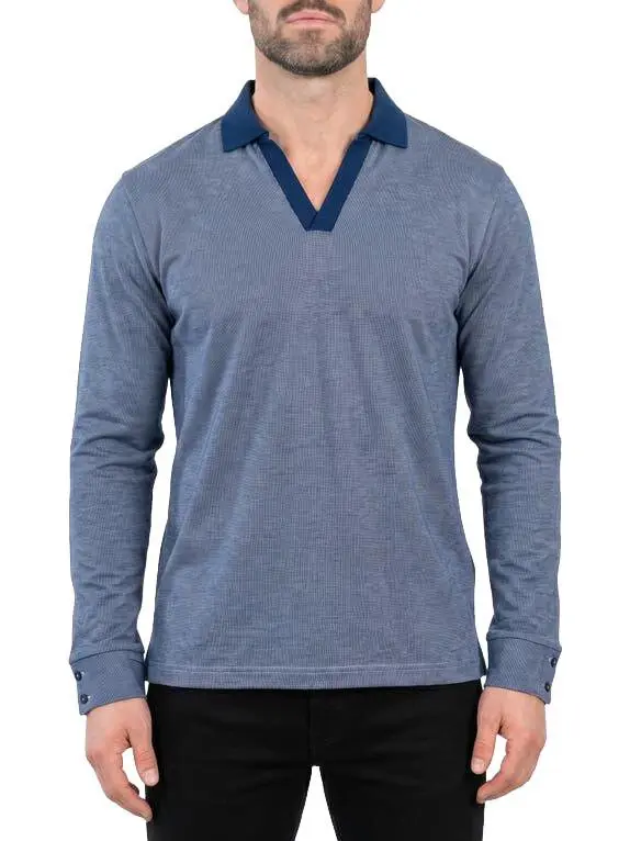 MACEOO Mister Long Sleeve Polo - Blue