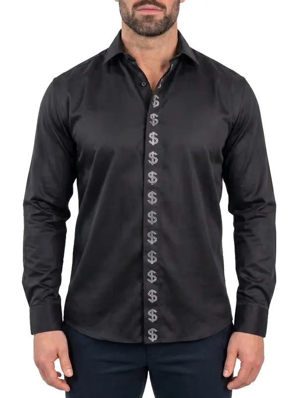 MACEOO Stone Dollar Button-up Shirt - Black