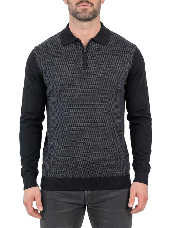 MACEOO Quarter Zip Cotton & Cashmere Sweater - Grey
