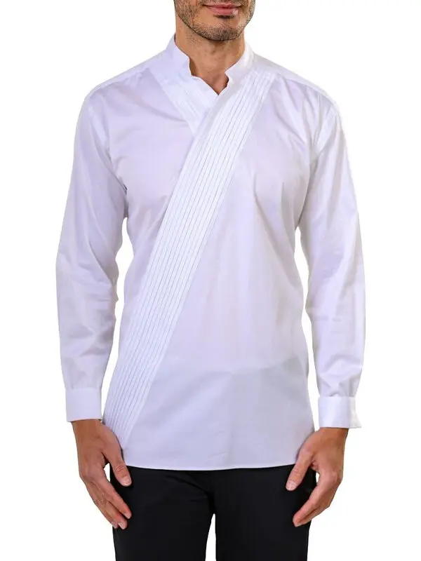 MACEOO Kymono Asymmetric Pleat Button-up Shirt - White
