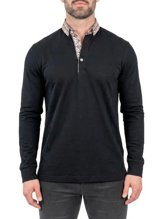 MACEOO Newton Long Sleeve Polo - Black