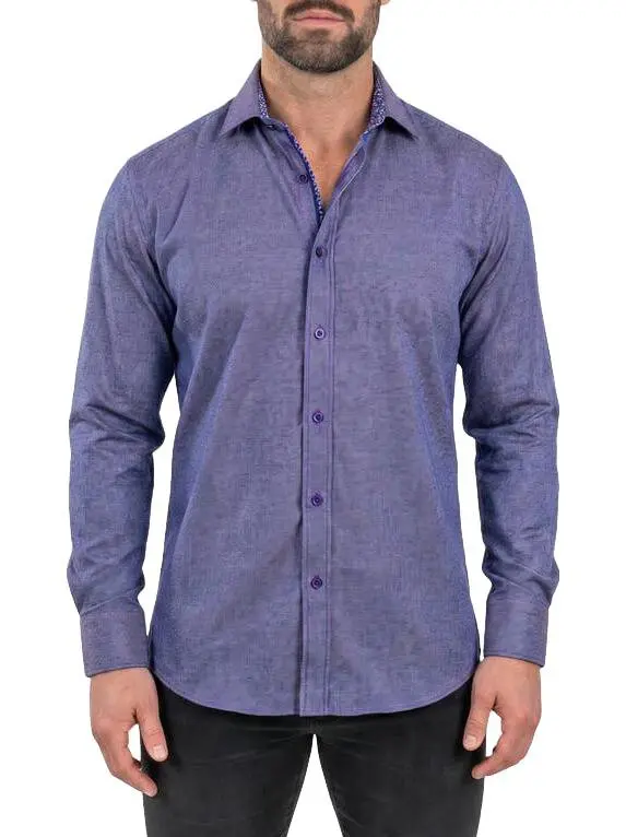 MACEOO Einstein Contemporary Fit Button-up Shirt - Blue