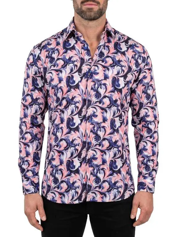 MACEOO Fibonacci Contemporary Fit Button-up Shirt - Blue