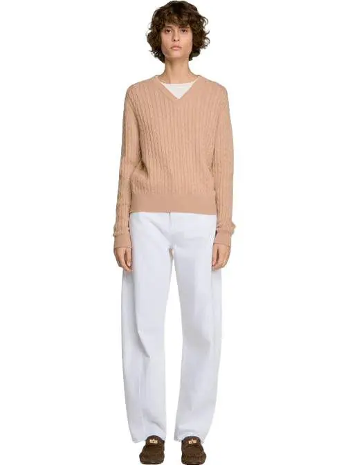 Sandro 2-in-1 Cable Knit Sweater - Beige