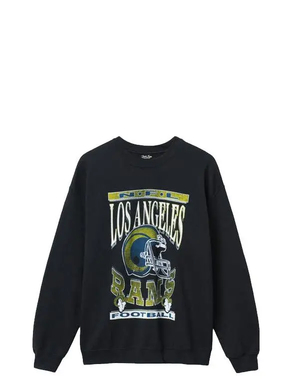 Junk Food Los Angeles Rams Cotton Blend Crewneck Sweatshirt - Black
