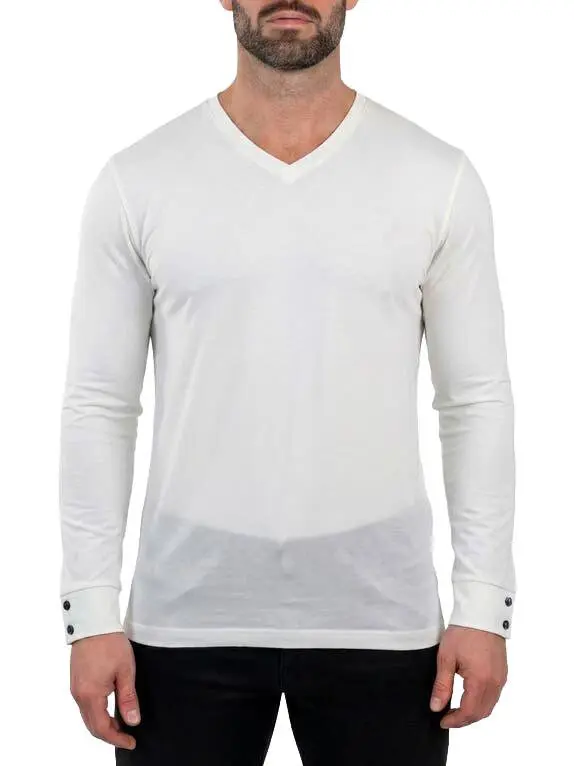 MACEOO Rissa V-neck Long Sleeve T-shirt - White