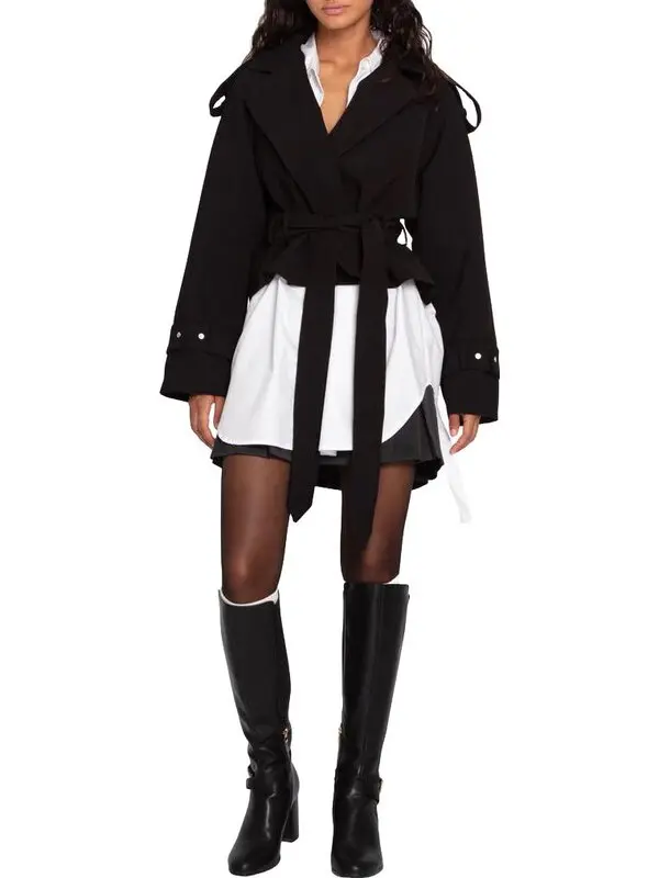 BELLE & BLOOM Fast Car Crop Trench Coat - Black