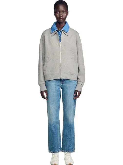 Sandro 2-in-1 Zip Cardigan - Grey
