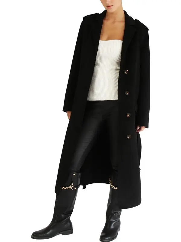 BELLE & BLOOM Longline Wool Blend Coat - Black