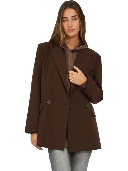 BELLE & BLOOM Double-breasted Blazer - Dark Brown