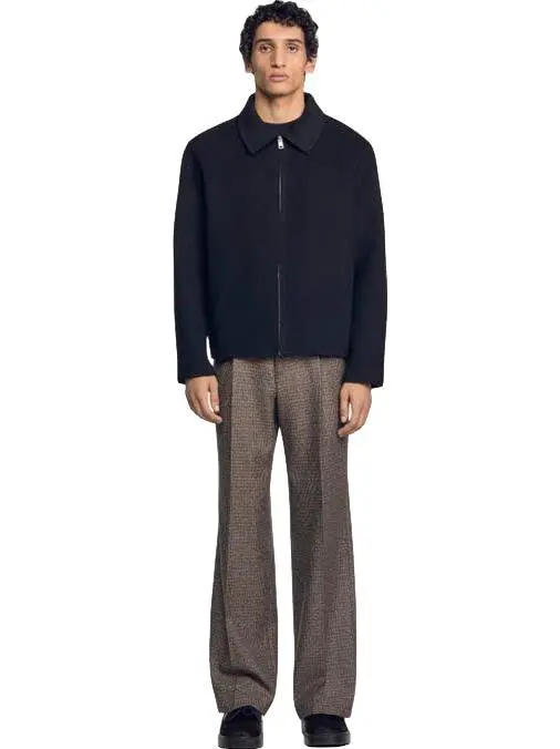 Sandro Double-faced Wool Zip-up Jacket - Black