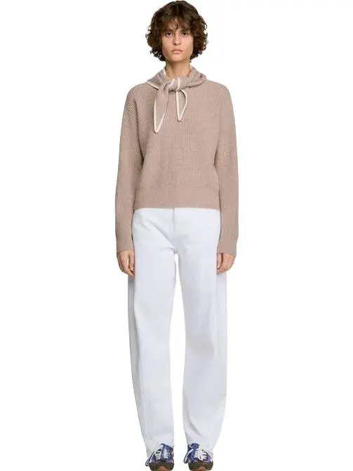 Sandro 2-in-1 Wool And Cashmere Sweater With Removable Bandana - Caramel