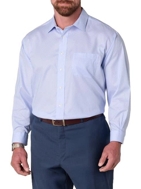 Brooks Brothers Big & Tall Non-iron Geometric Patterned Dress Shirt - Blue