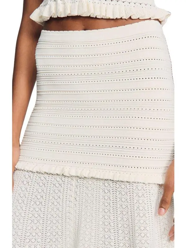 Sandro Pointelle Knit Maxi Skirt - Ecru