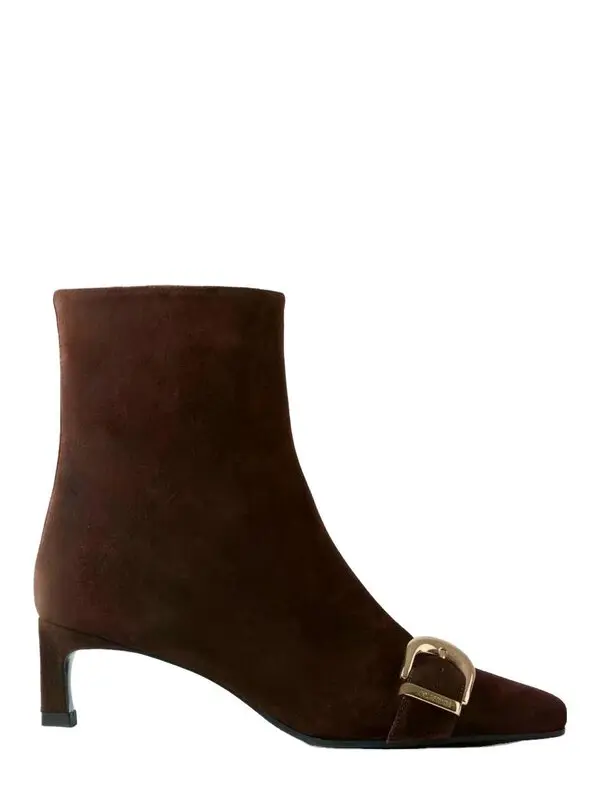 Claudie Pierlot Suede Buckled Ankle Boots - Brown