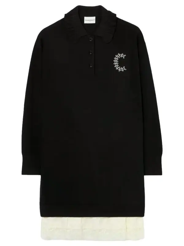 Claudie Pierlot Dual-material Jumper Dress With Satin And Lace Details - Black