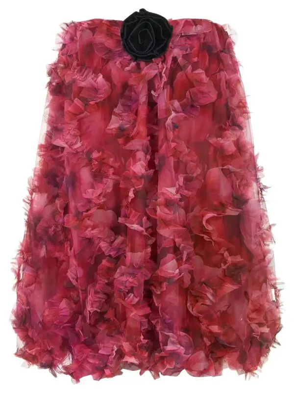 KENZIE KLAMBIE Floral-print Ruffled Mini Dress - Red