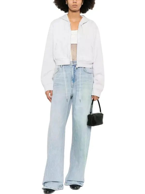 Alexander Wang Cropped Zip-up Hoodie - Grey